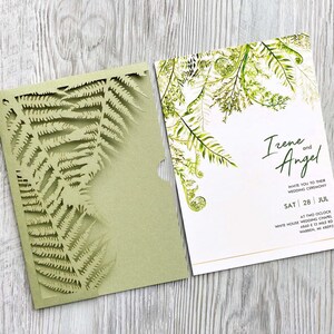 Fern Invitation Svg Template, Panel Pocket Wedding Invitation Envelope ...