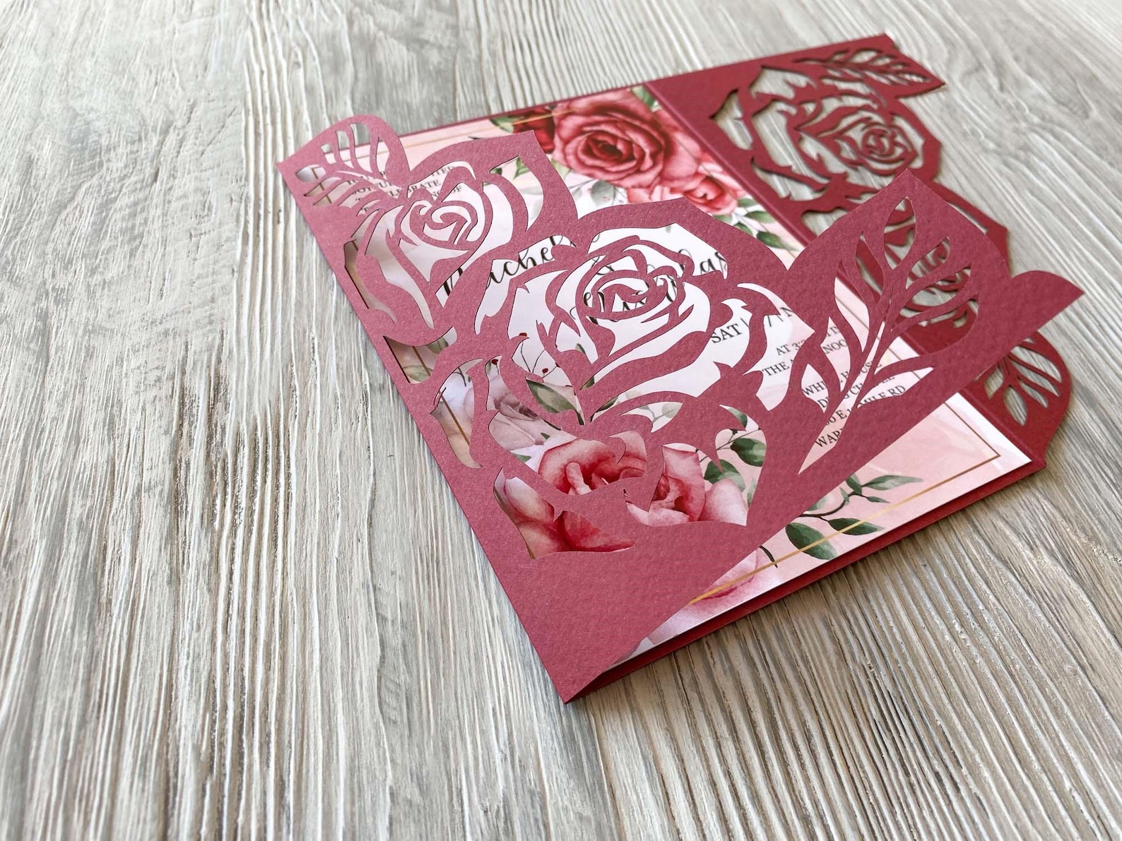 Cricut Roses Wedding Invitation Svg Template, Rose Flowers Rsvp Card ...