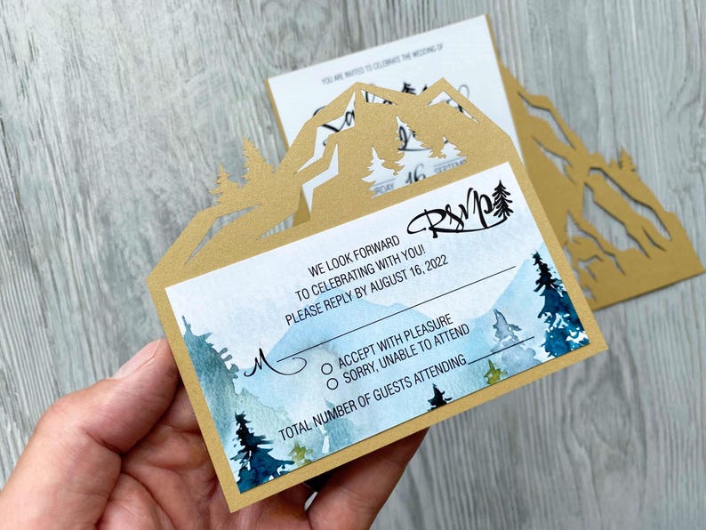Svg Mountains Wedding Invitation Template Gatefold Cricut and Forest ...