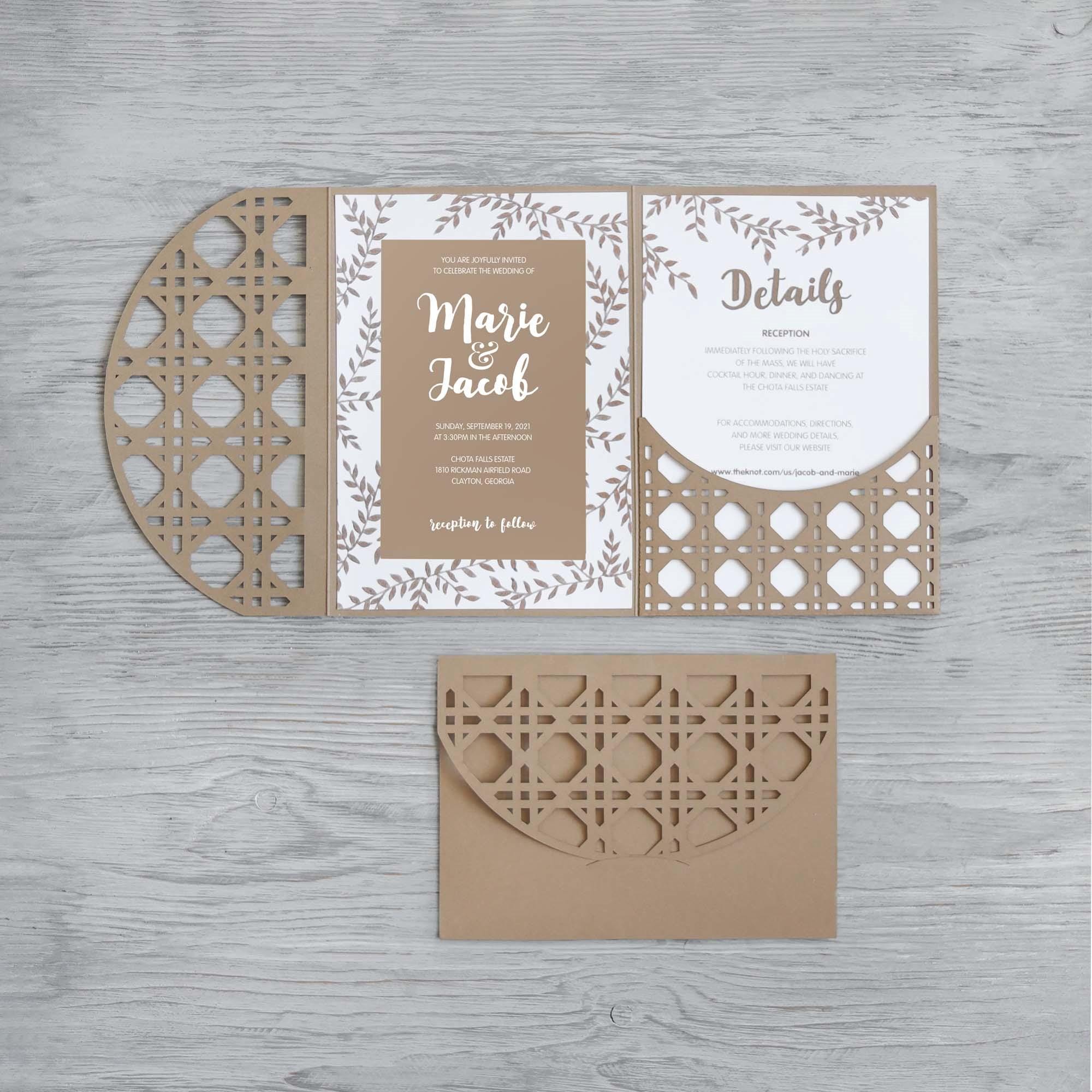Cricut Rattan Arch Svg Invitation Template, Diy Tri-fold Pocket Wedding ...