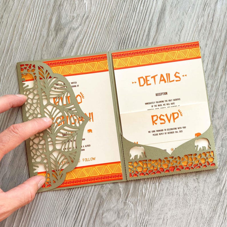 Сricut Tropical African Palm Leaves Svg Wedding Invitation Template ...