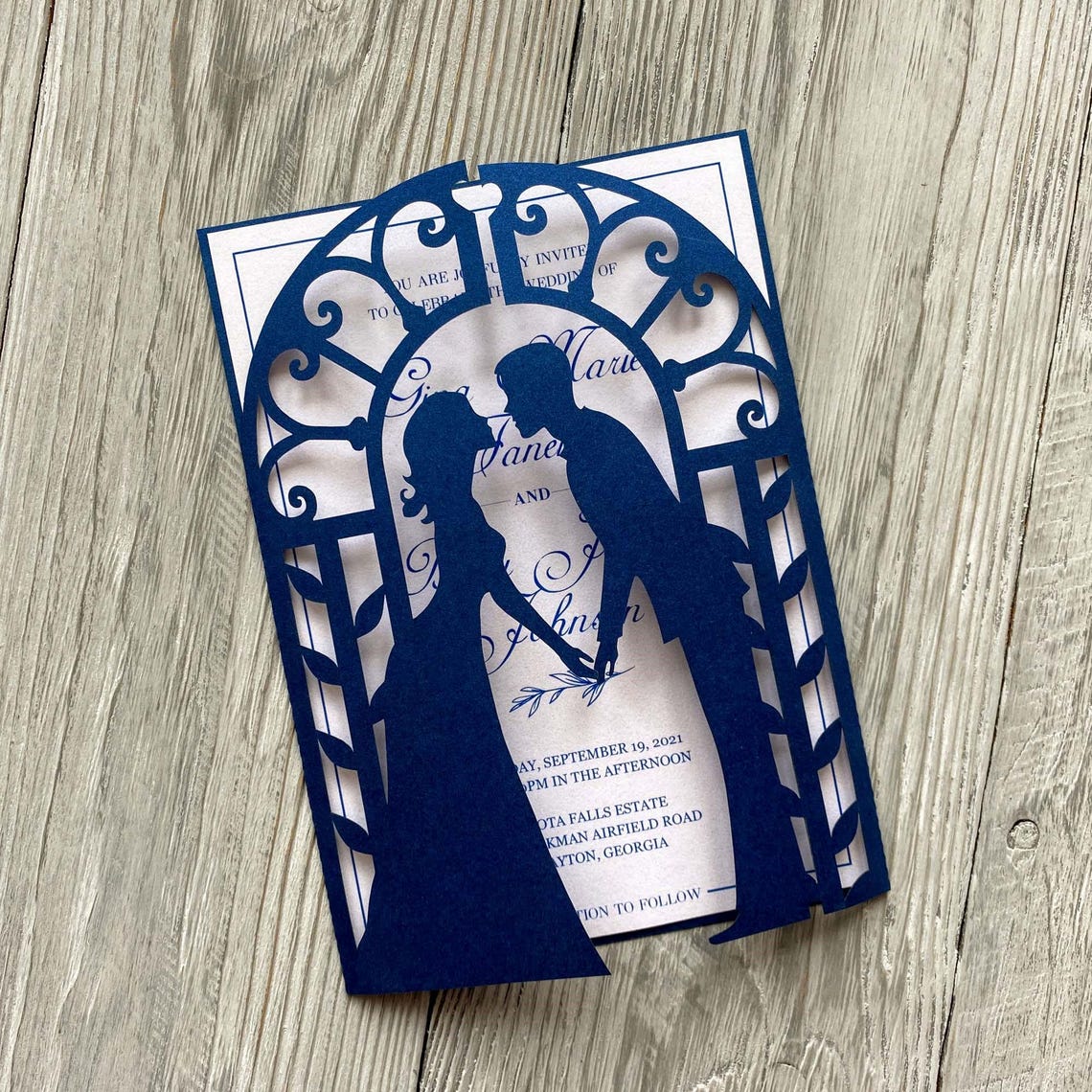Romantic Bride and Groom Svg Wedding Invitation Template, Couple Under ...