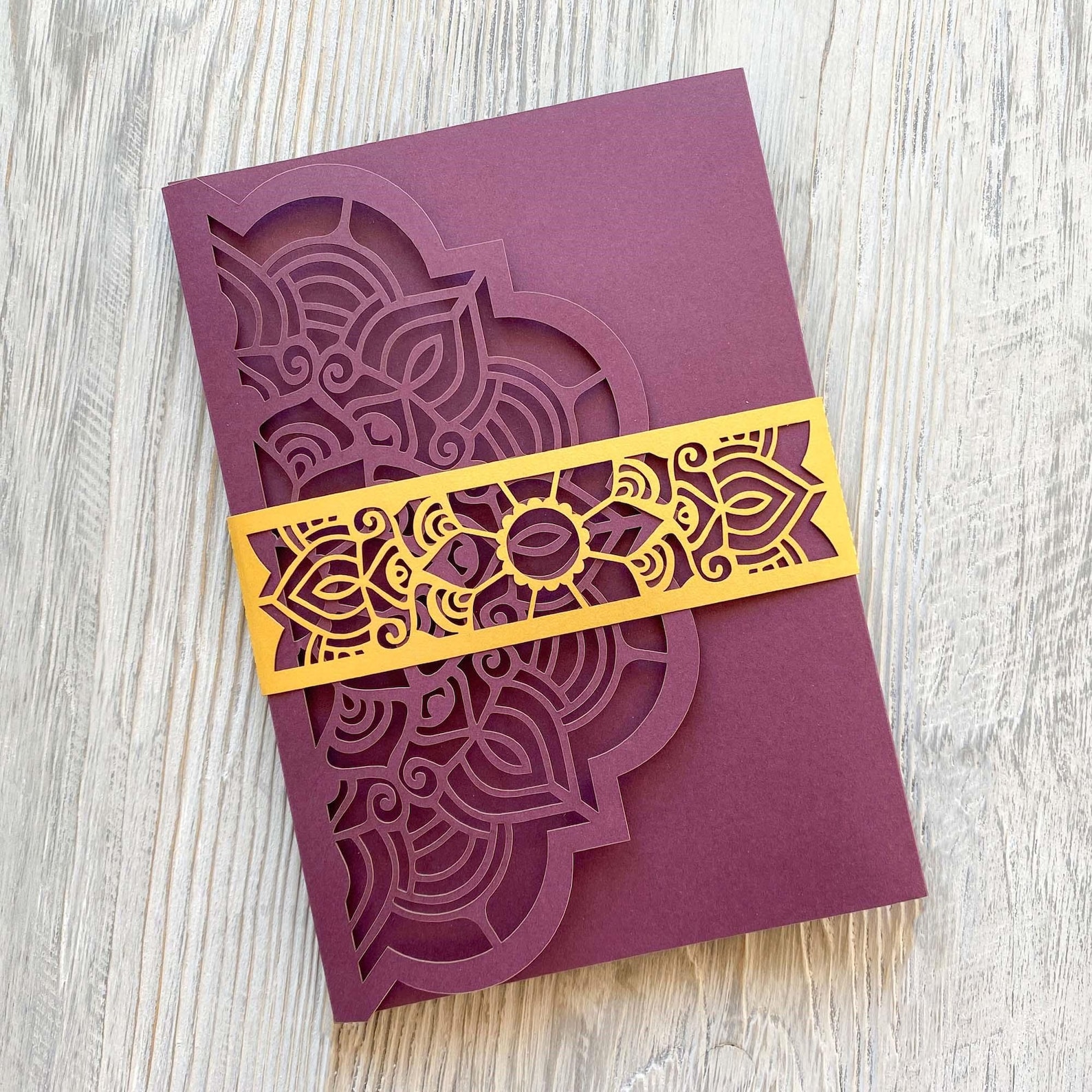 Indian Svg Wedding Invitation Template With Paisley Mandala Ornaments ...