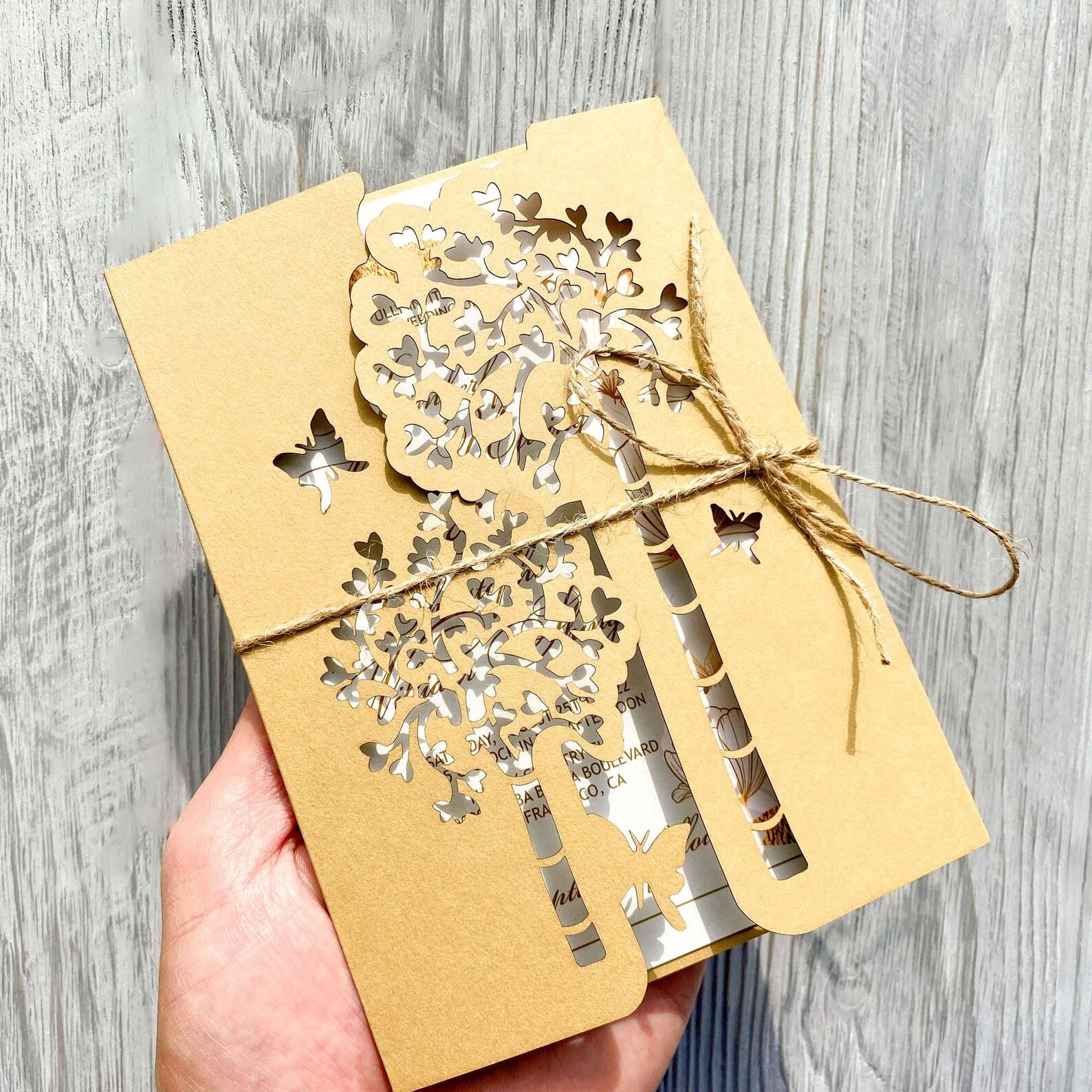 Cricut Tree Invitation Svg Template With Butterflies and Rsvp, Rustic ...