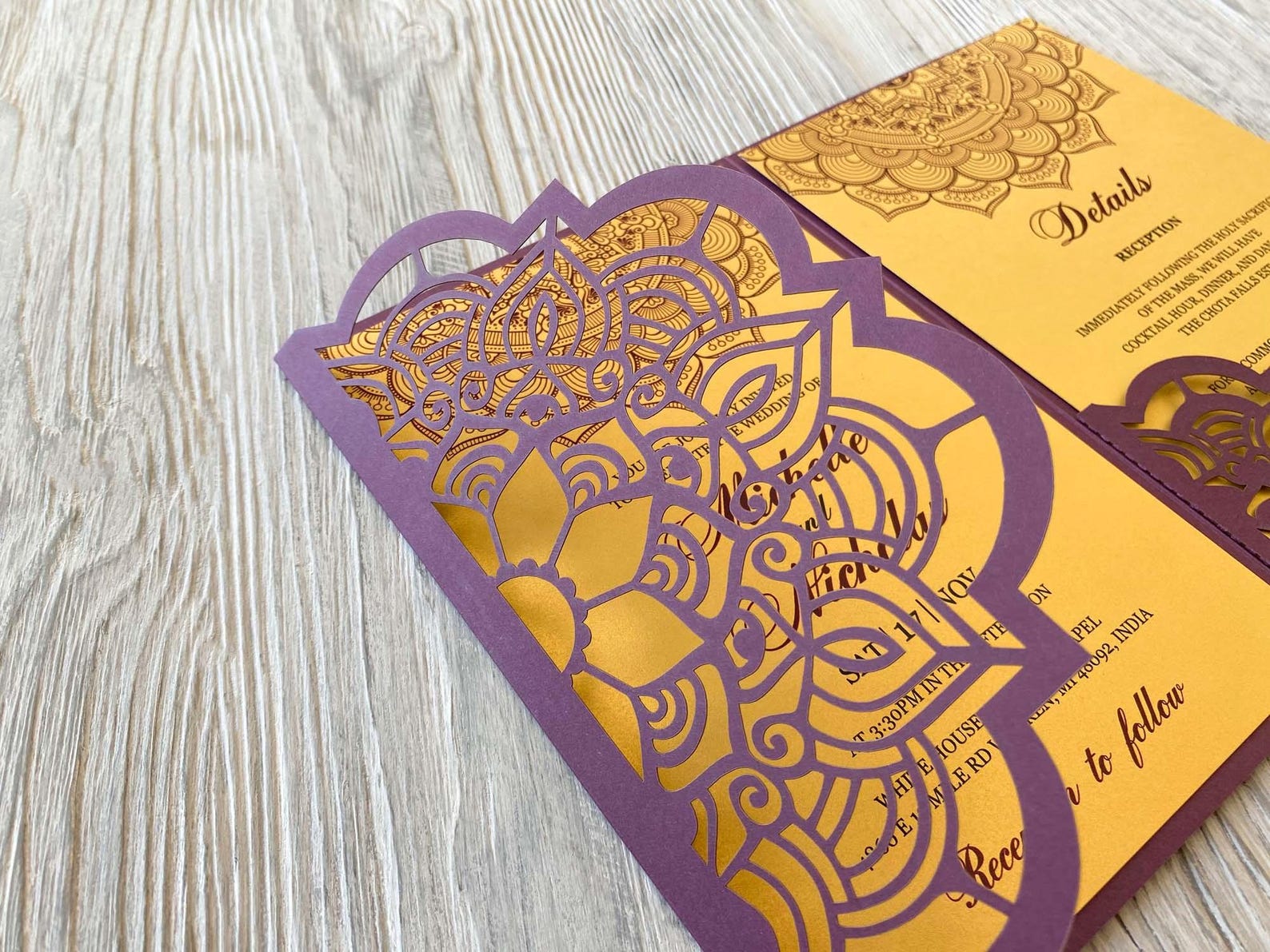 Indian Svg Wedding Invitation Template With Paisley Mandala Ornaments ...