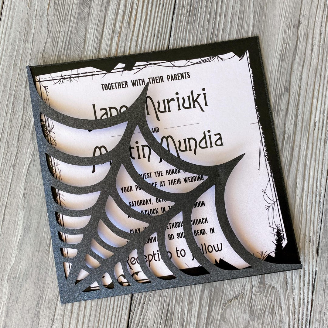Spider Web Wedding Invitation Template, Svg Halloween Party Square 6x6 ...