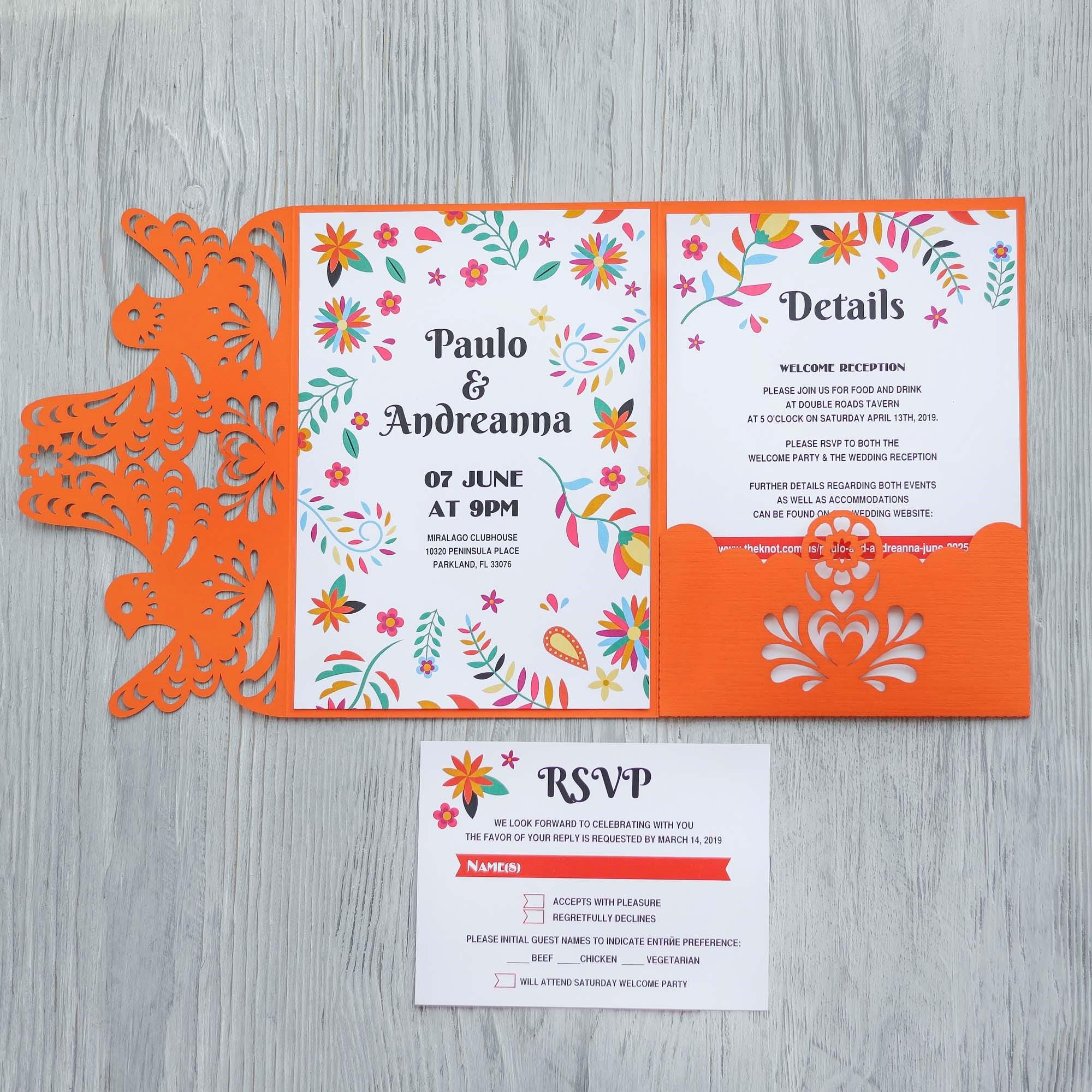 Svg Digital Trifold Wedding Invitation Template With Birds for Laser ...