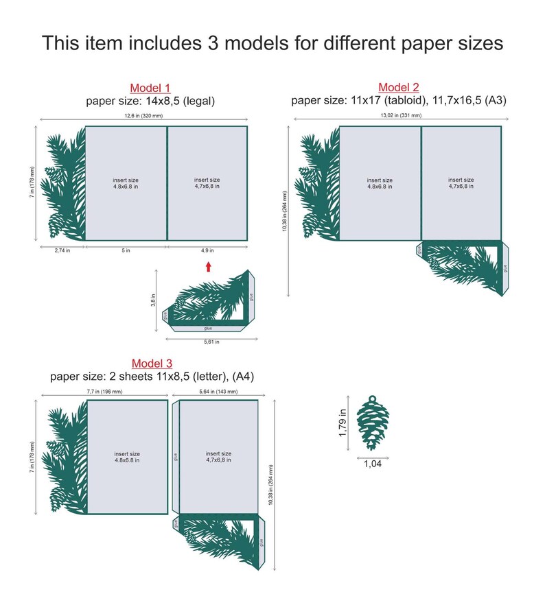 Forest Pine Trees Invitation With Svg Pinecone Template Tri-fold ...