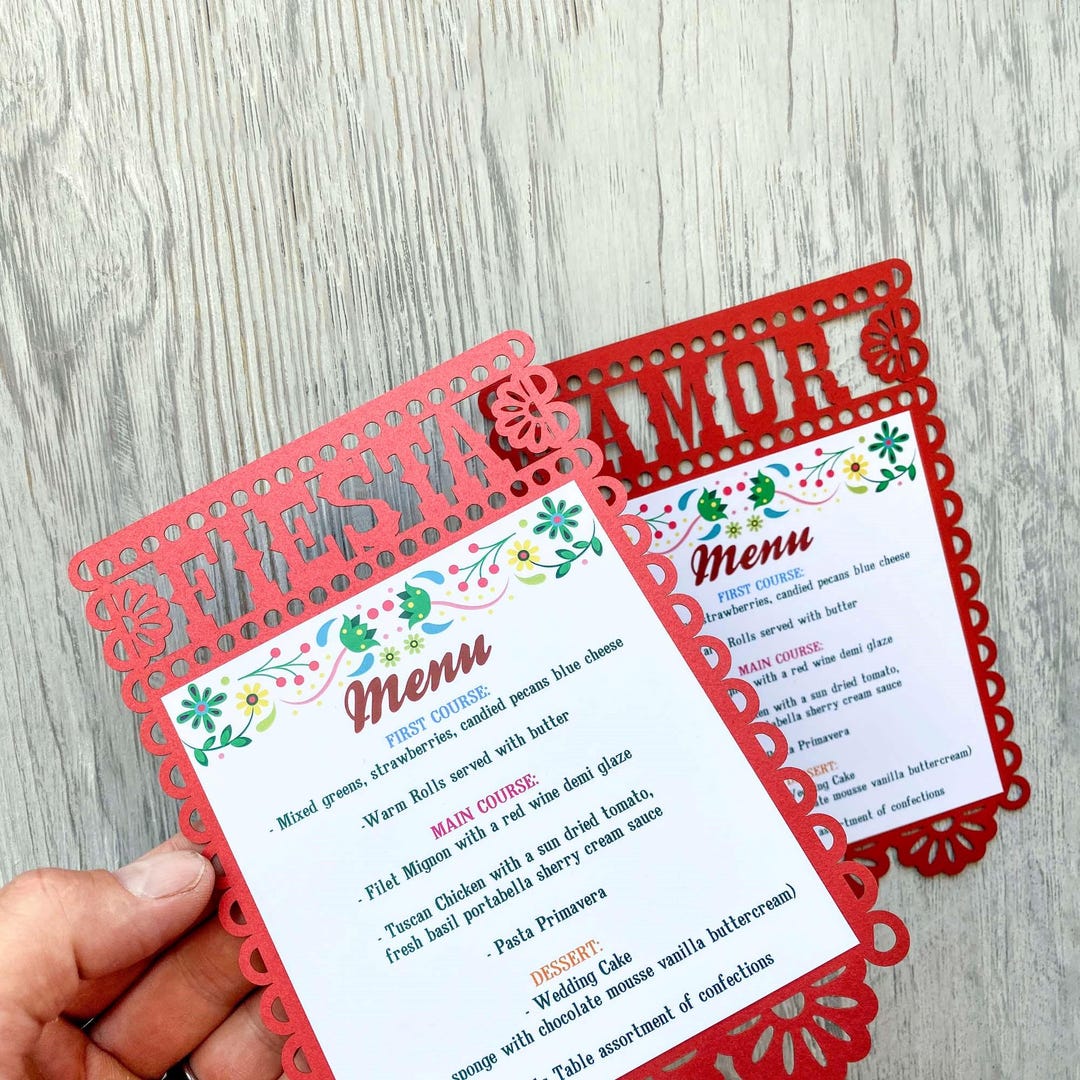 Mexican Table Dinner Menu 5x7 Svg Digital Template Fiesta Papel Picado ...