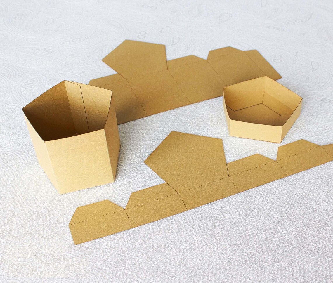 Pentagonal Box Cricut Template With Lid, Svg Wedding Storage Favor Box ...