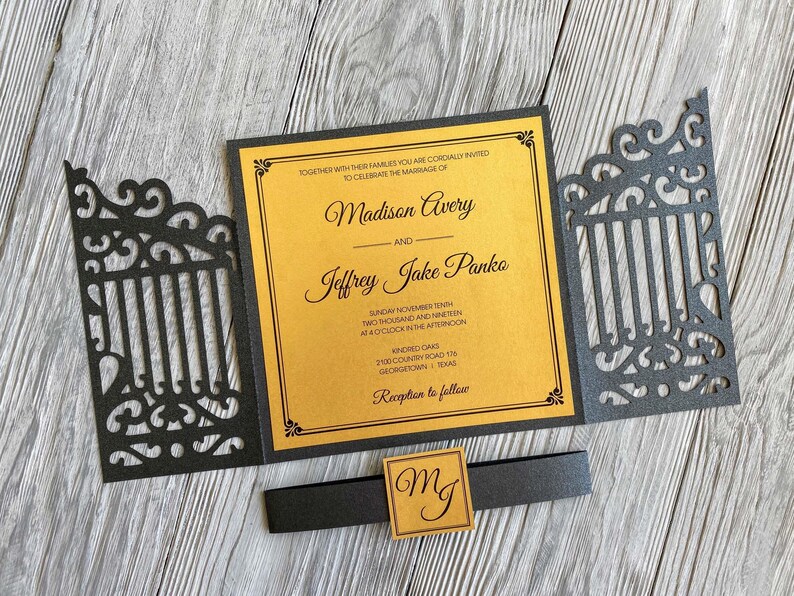 Iron Gates Svg Wedding Gothic Invitation Template Cricut, 6x6 Halloween ...