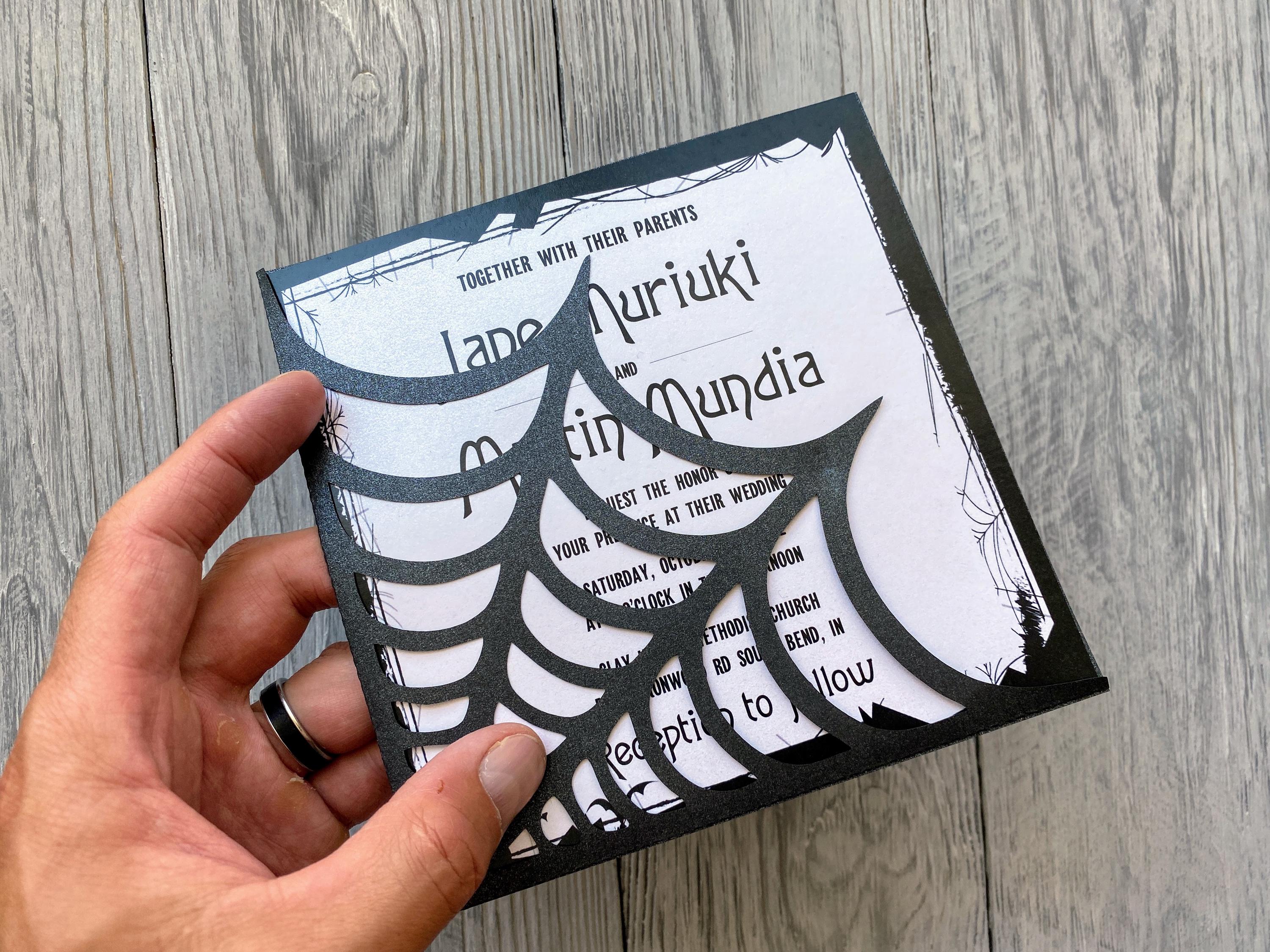 Spider Web Wedding Invitation Template, Svg Halloween Party Square 6x6 ...