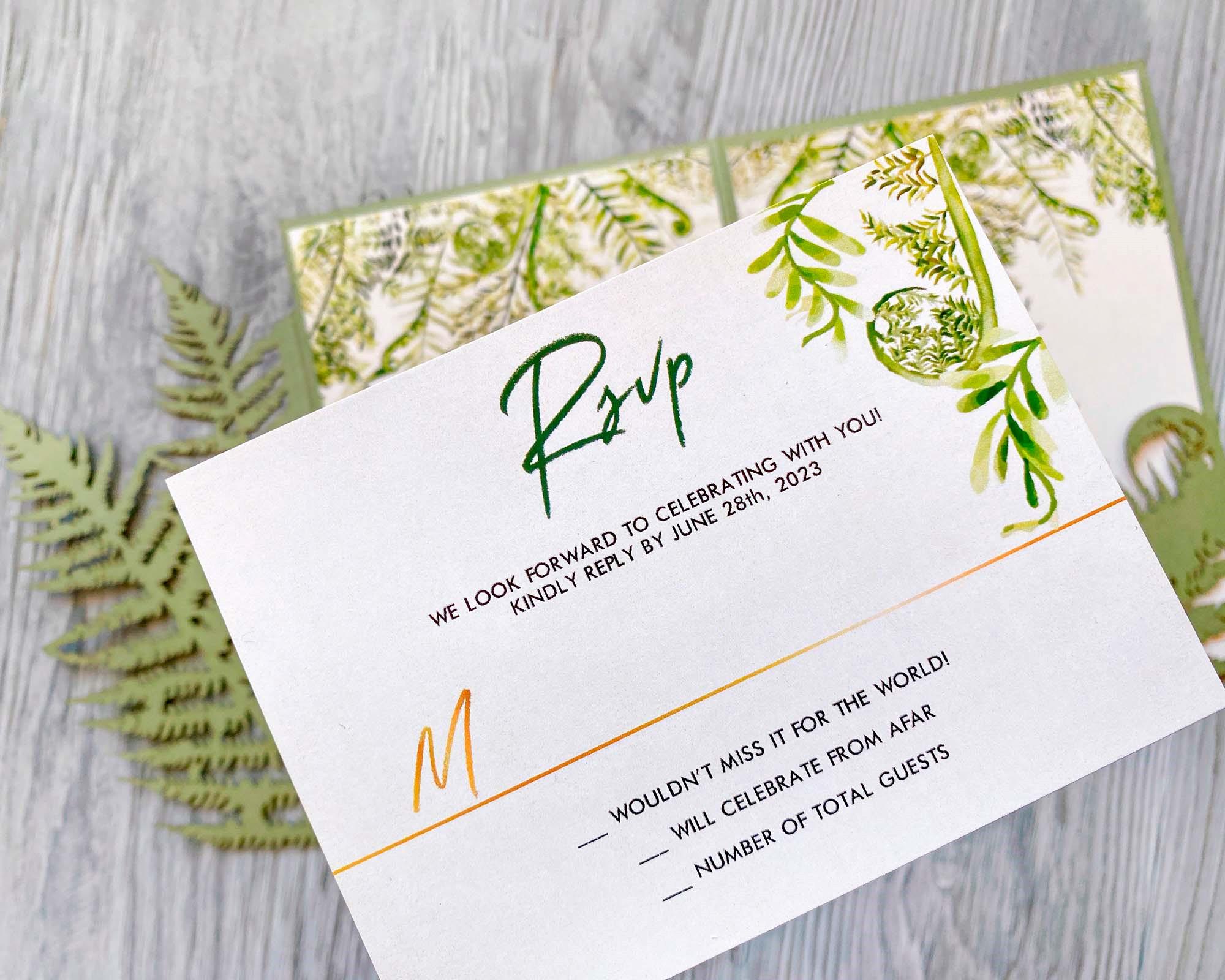 Fern Wedding Invitation Svg Envelope Template Tri-fold, 5x7 Pocket ...