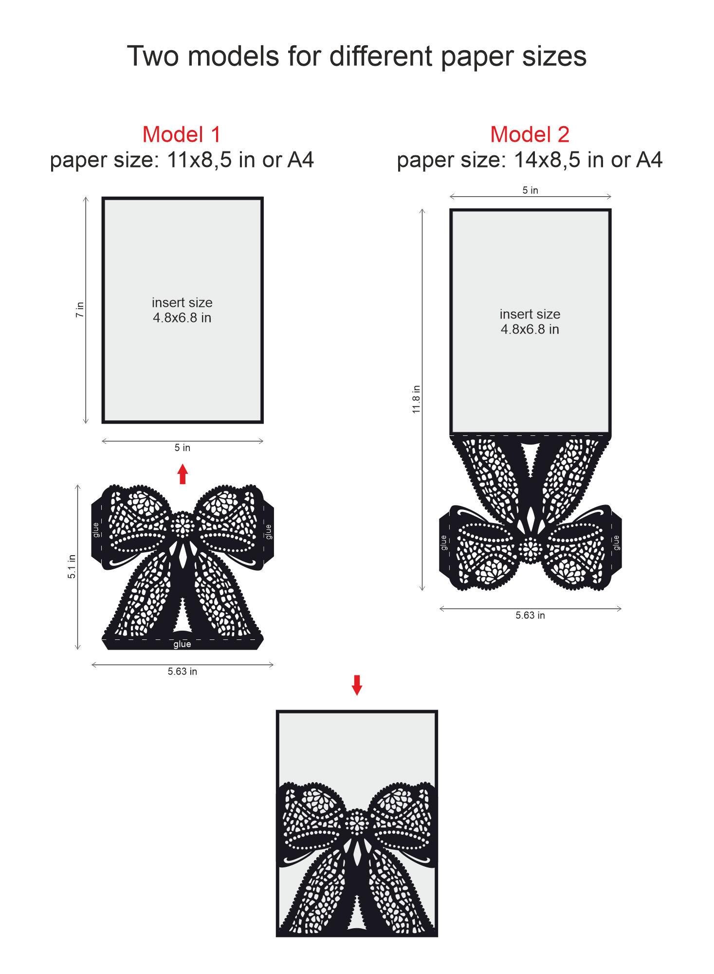 Rustic Lace Wedding Invitation and Bow Svg Template, Cricut Panel ...