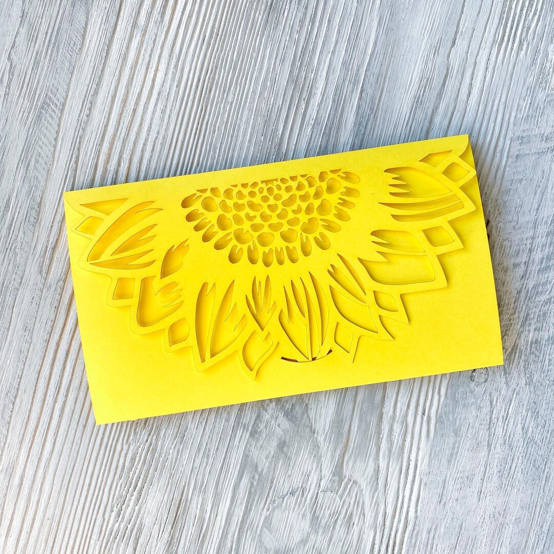 Sunflower Svg Cash Envelope Template and Wishes Card, Cricut Birthday ...
