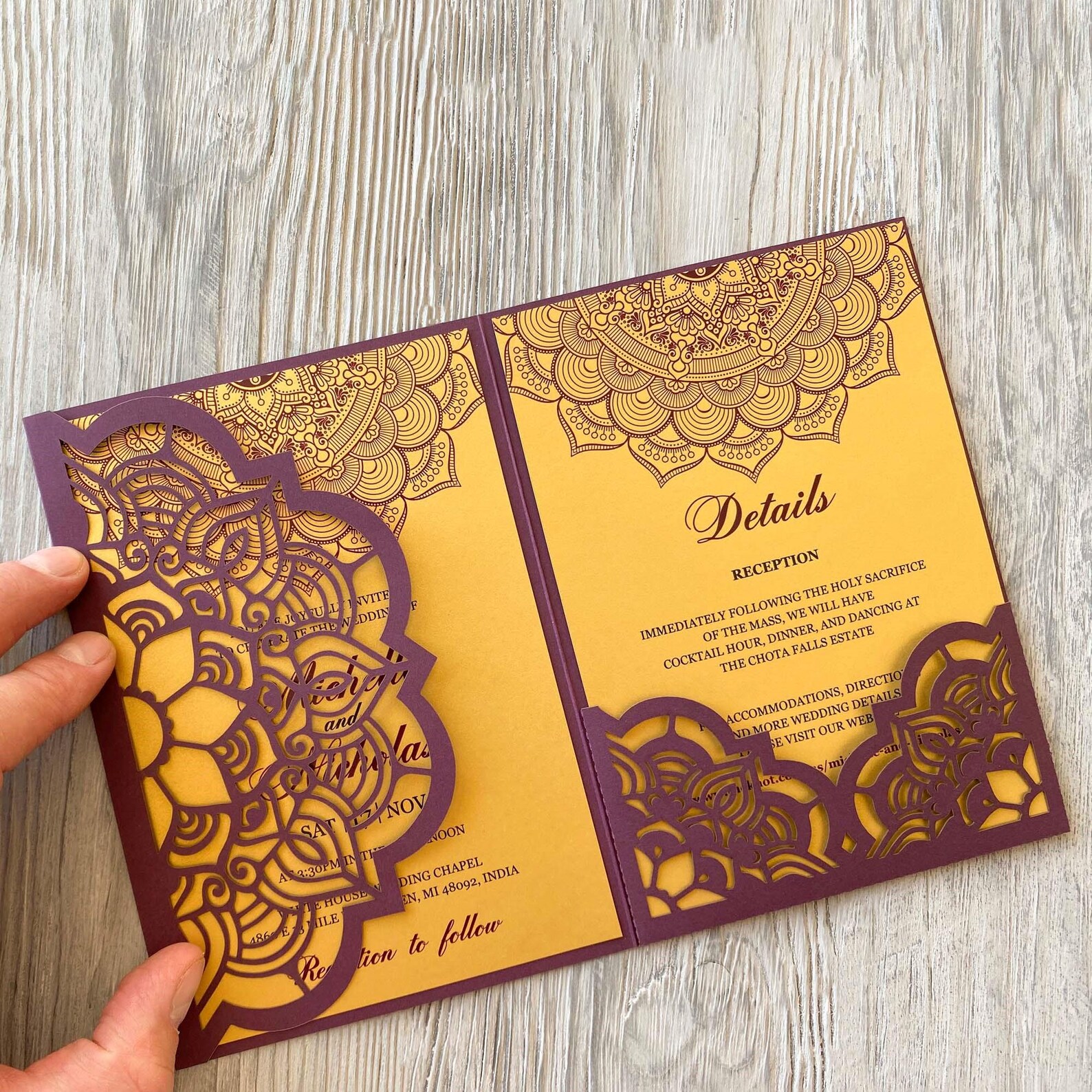 Indian Svg Wedding Invitation Template With Paisley Mandala Ornaments ...