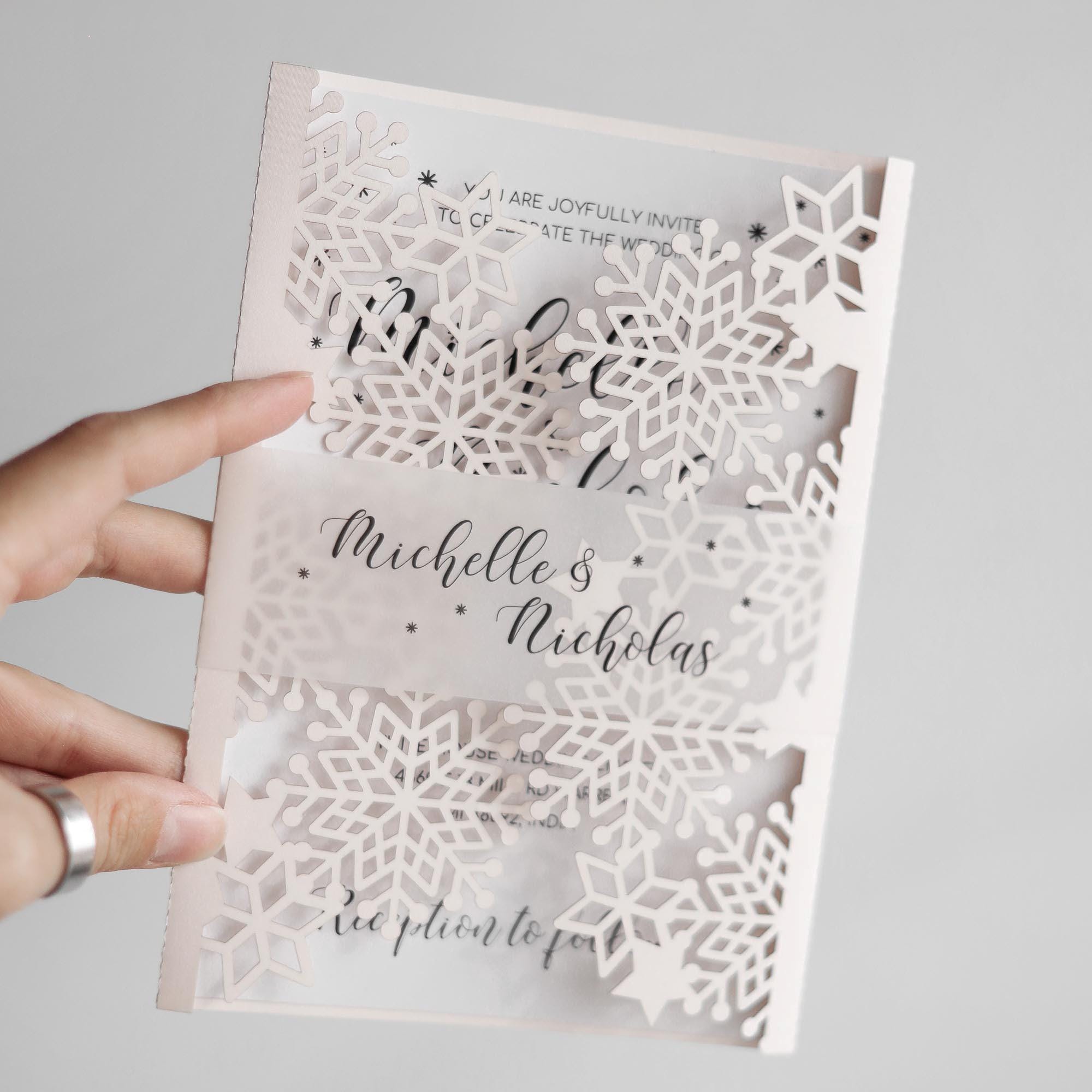 Snowflakes Invitation Cricut Template, Svg Winter Invites Gate-fold ...