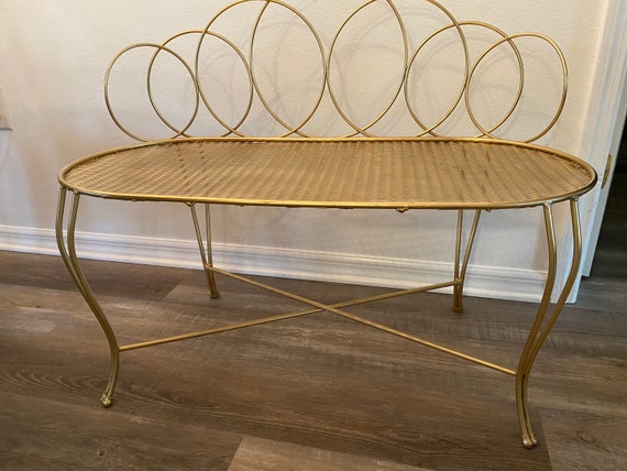 VANITY BENCH GOLD Vanity Chair for 2 Hollywood Regency - Etsy
