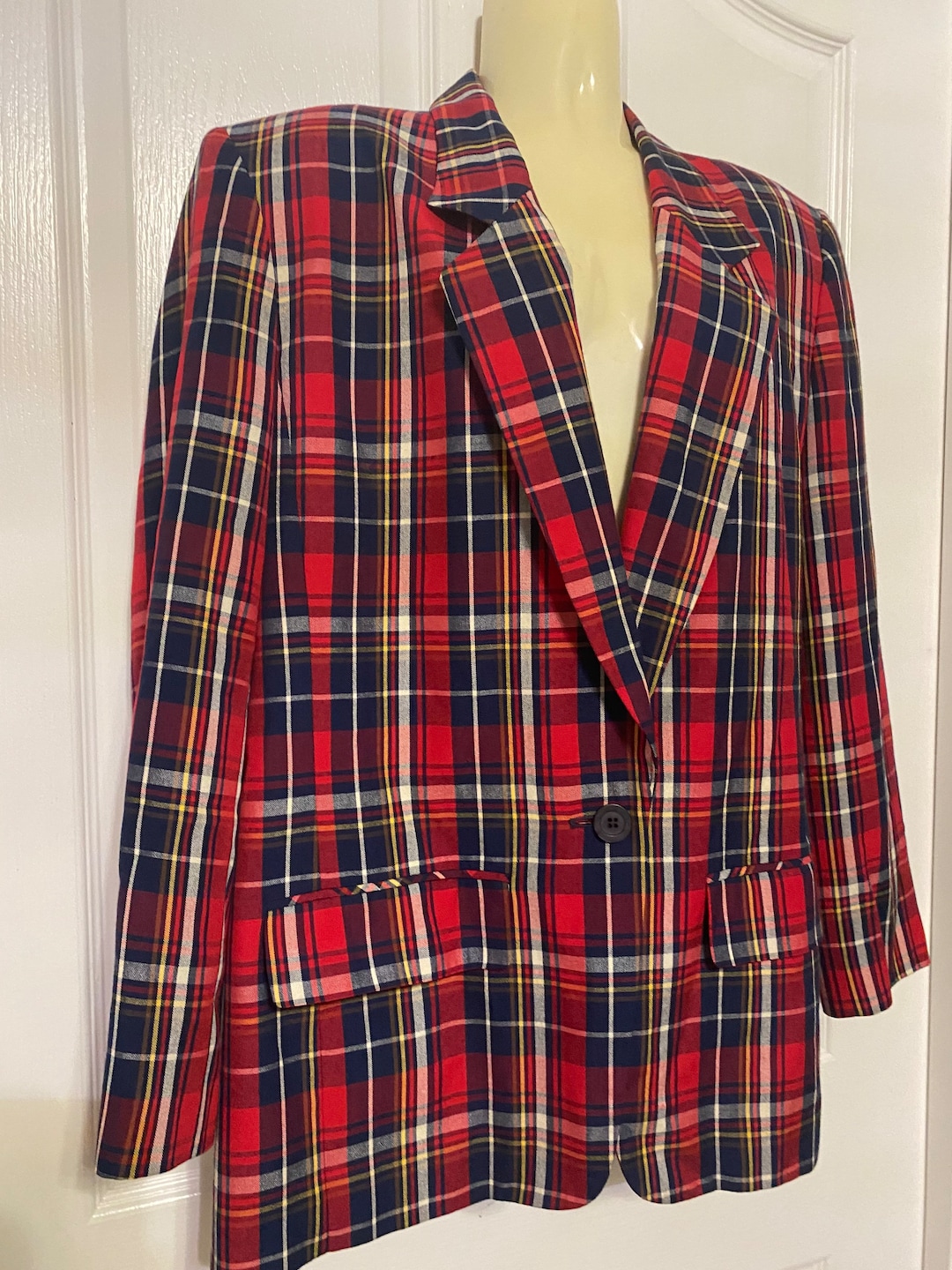 RED PLAID BLAZER Pendleton Tartan Made in U S A Vintage Jacket Unisex ...