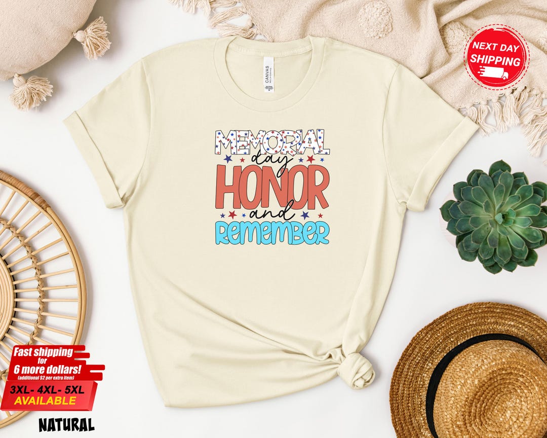 Memorial Day Honor & Remember Shirt, Patriotic Stars Graphic Tee ...