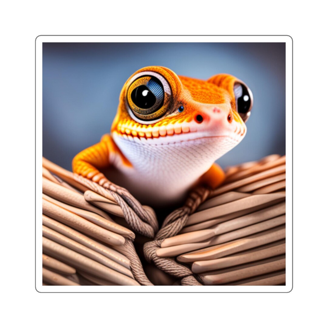 Leopard Gecko Square Stickers, Reptile Lover Gift, Animal Print Decals ...