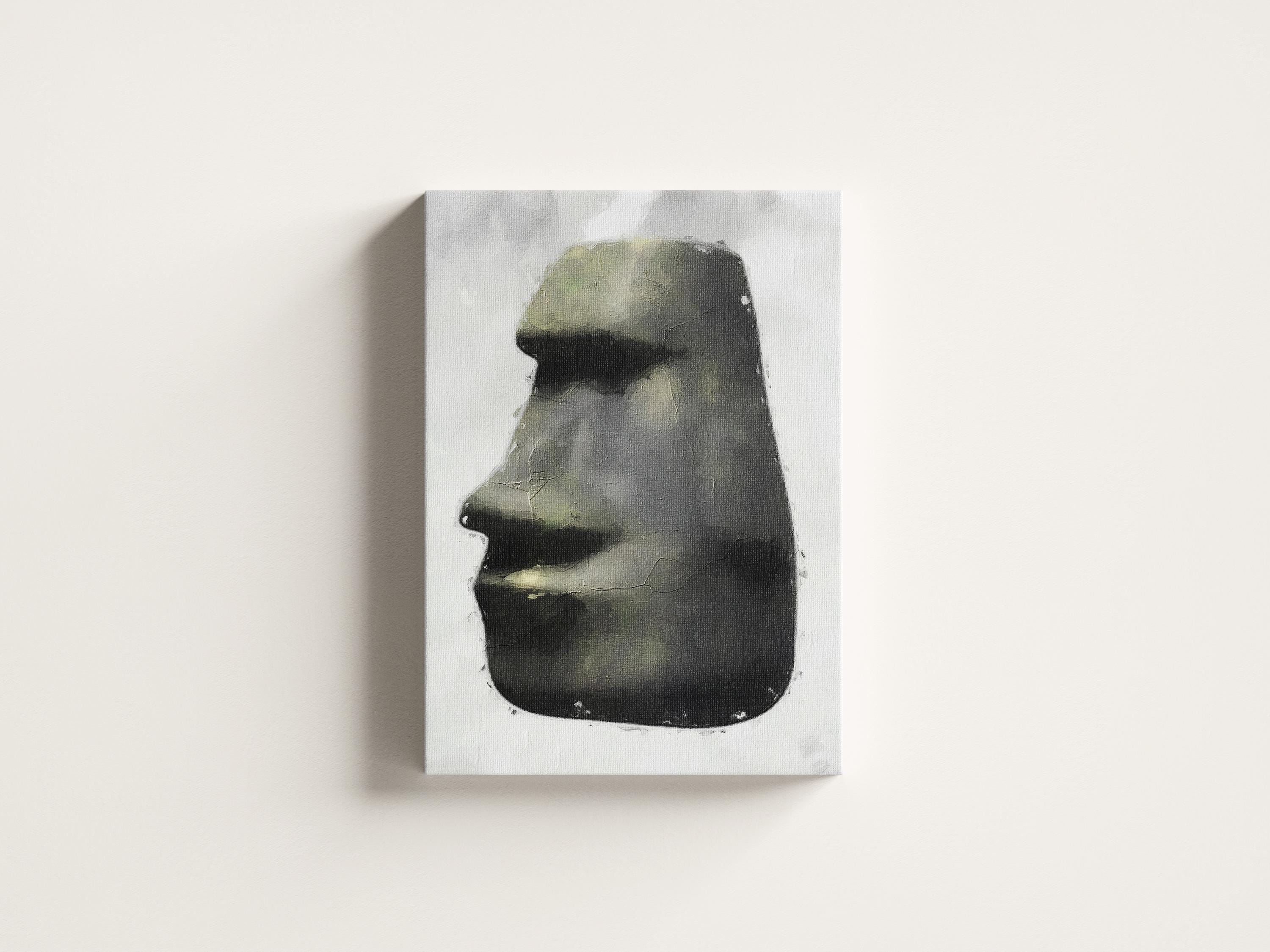 Moai Emoji Art, Moai Meme Poster, Moai Wall Art, Moai Painting Print ...