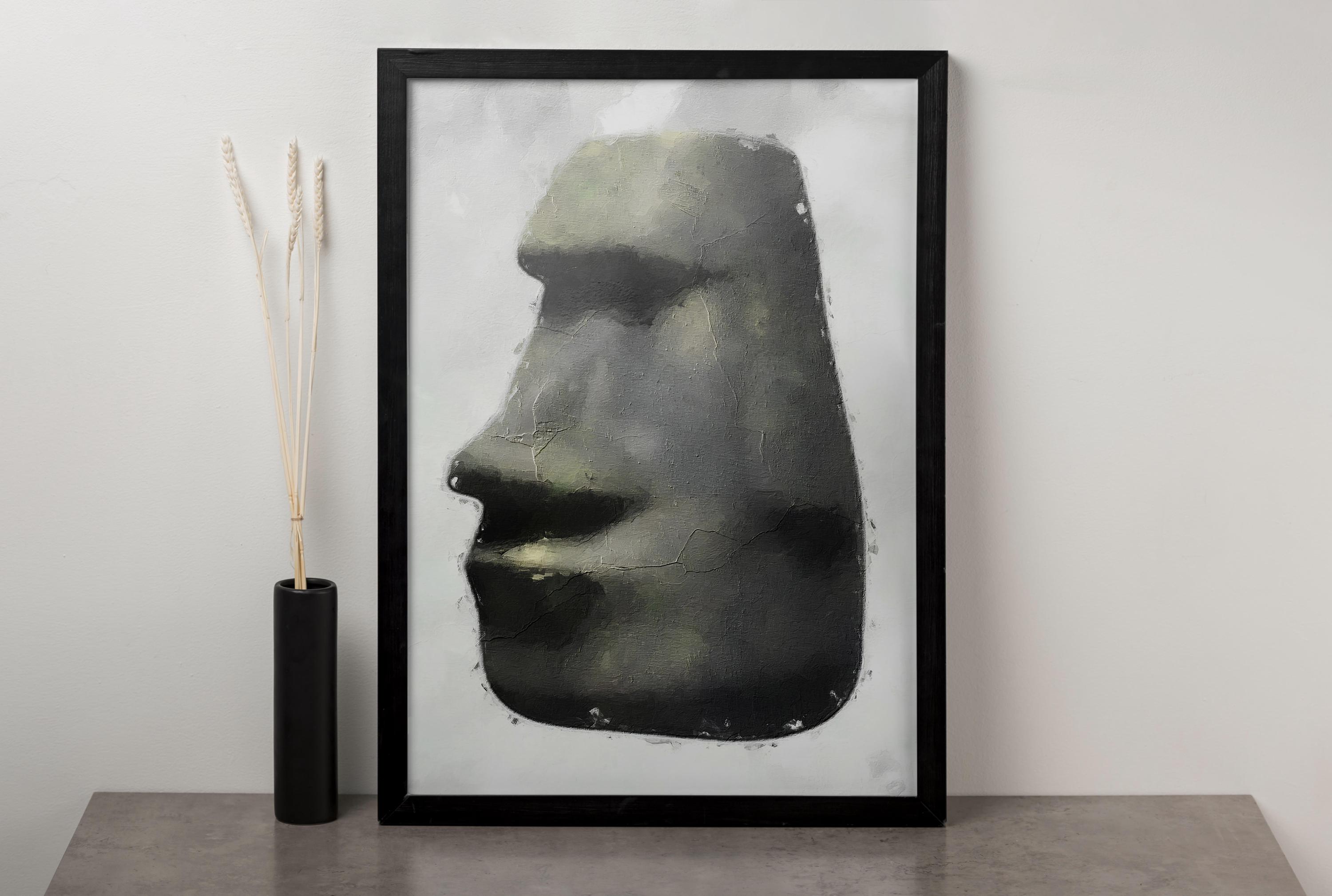 Moai Emoji Art, Moai Meme Poster, Moai Wall Art, Moai Painting Print ...