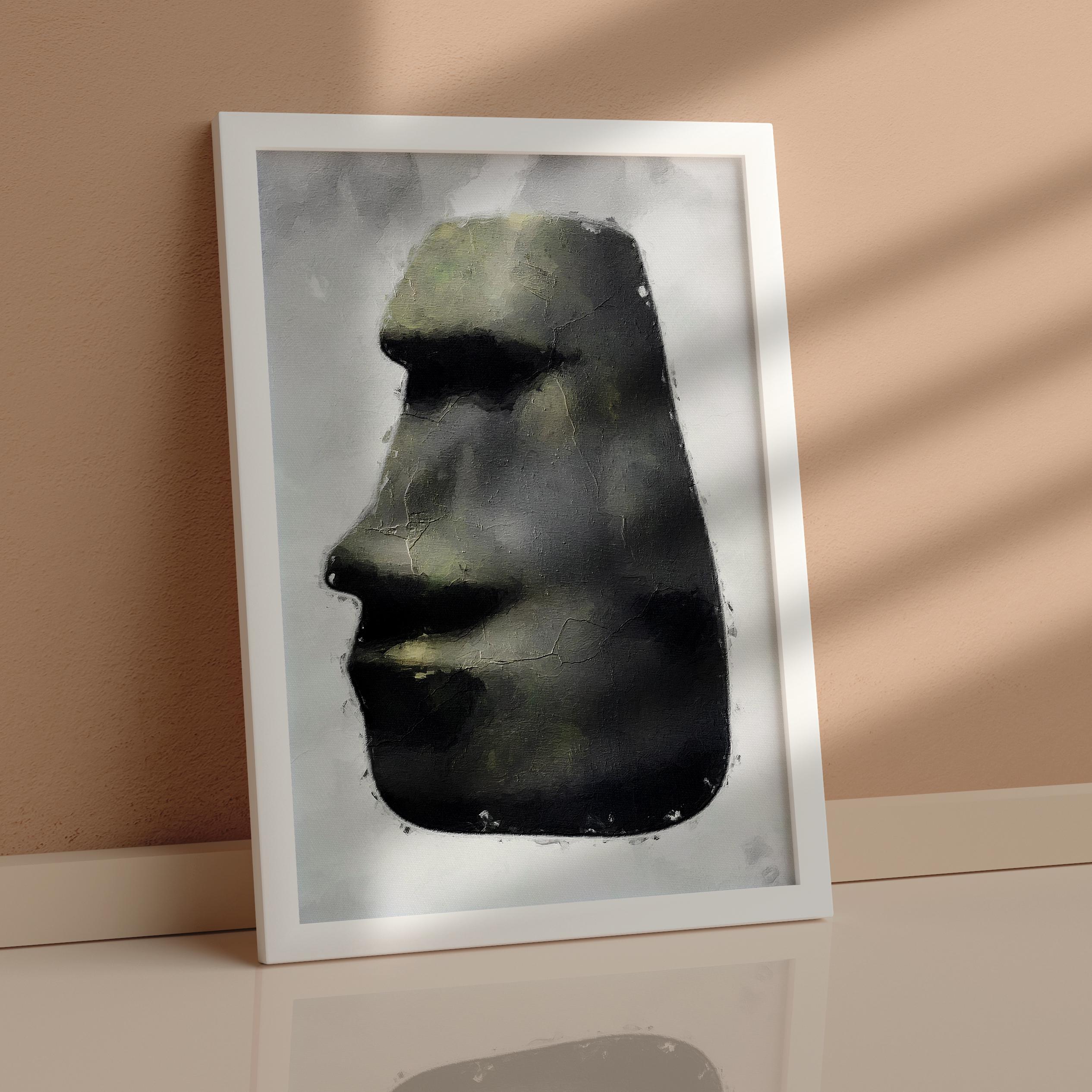 Moai Emoji Art, Moai Meme Poster, Moai Wall Art, Moai Painting Print ...