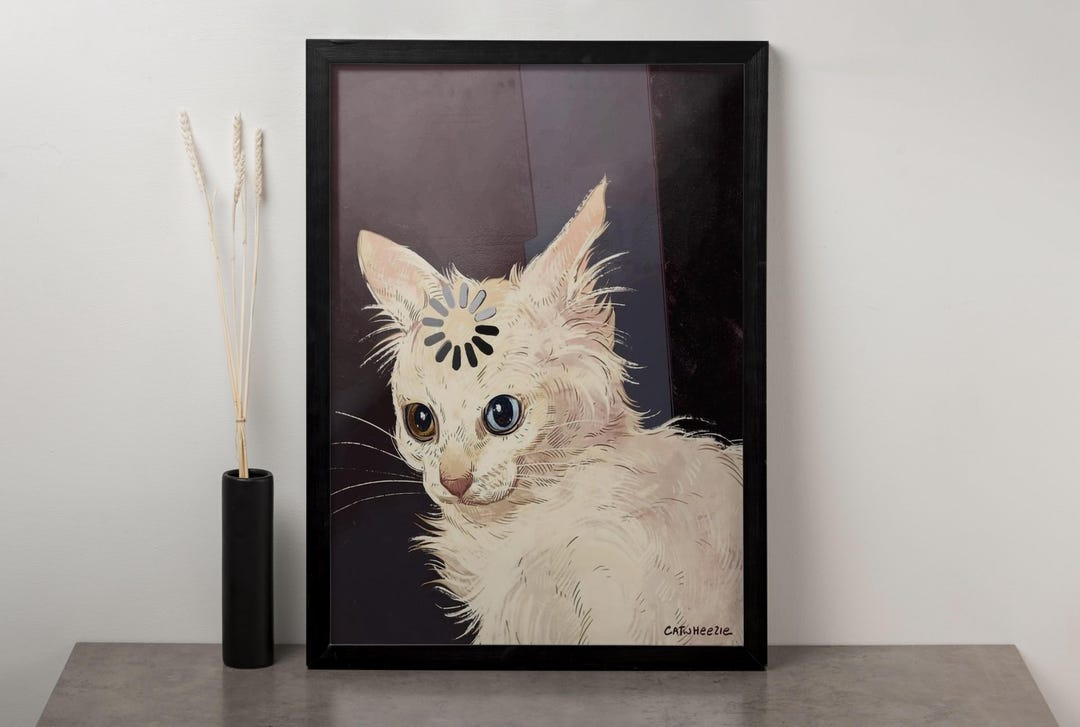Buffering Cat Wall Art, Funny Poster, Internet Meme Art, Meme Poster ...