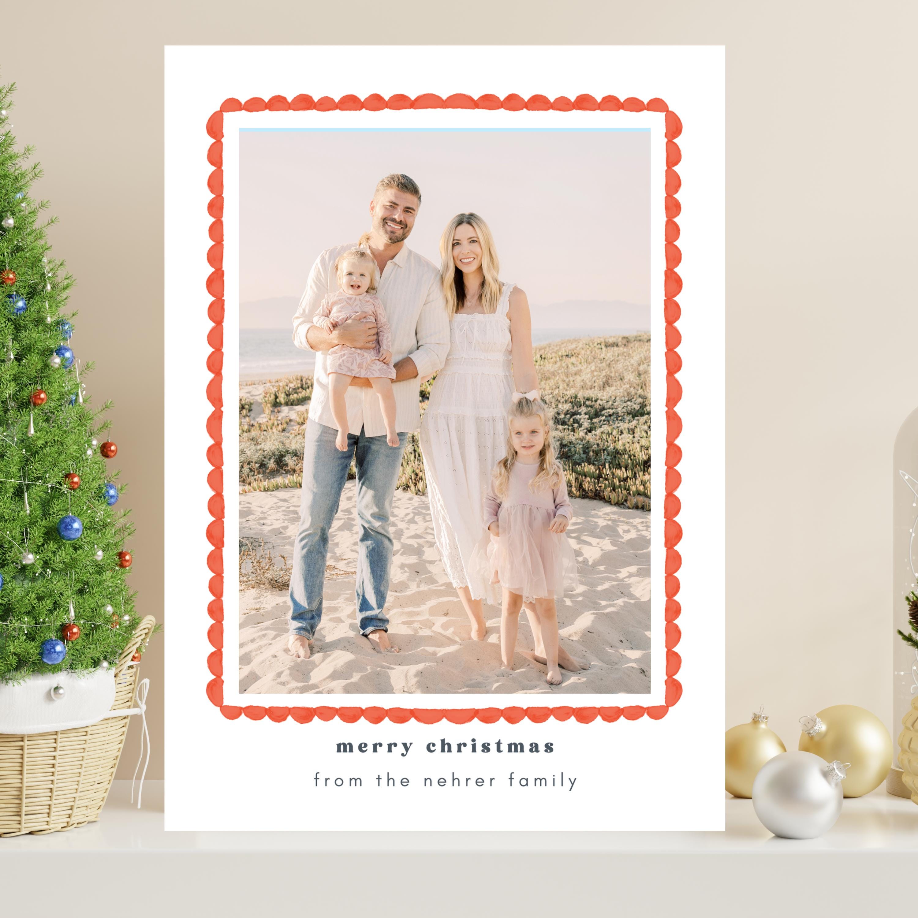 Photo Christmas Card Template, Boho Holiday Card, Modern Simple ...