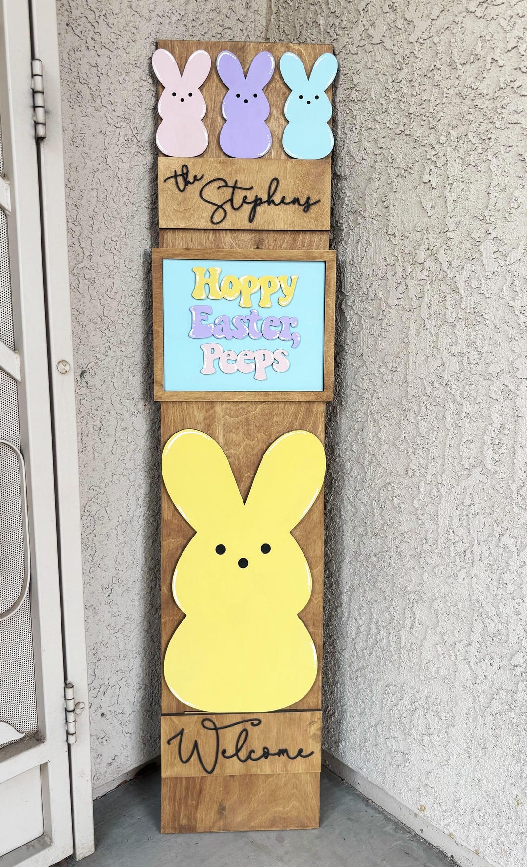 Easter Bunny Porch Leaner: Interchangeable 'hoppy Easter' Wood Sign - Etsy