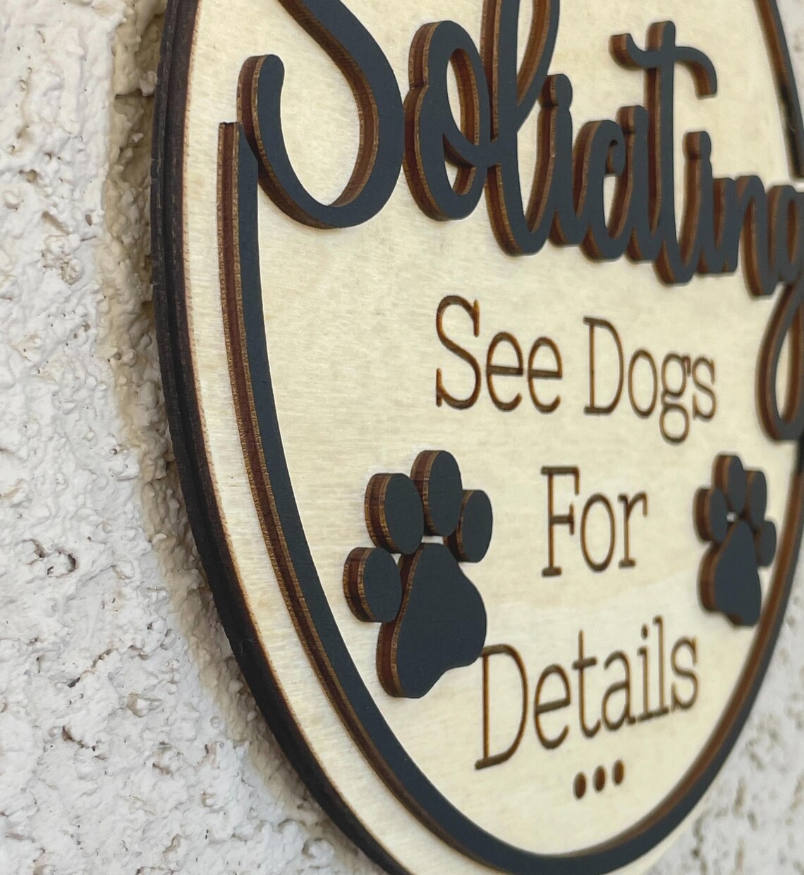Funny No Soliciting Sign, See Dogs for Details, Paw Prints, 2 Layer ...