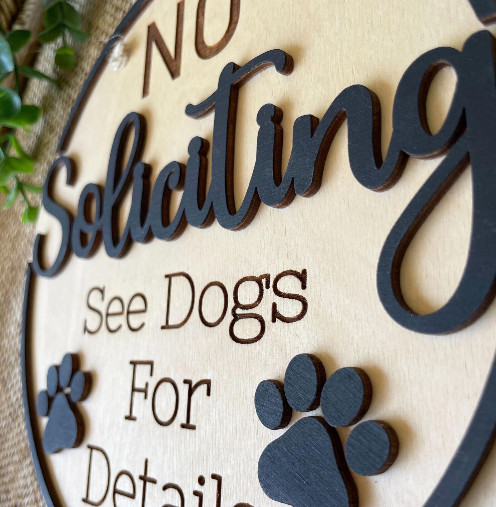 Funny No Soliciting Sign, See Dogs for Details, Paw Prints, 2 Layer ...