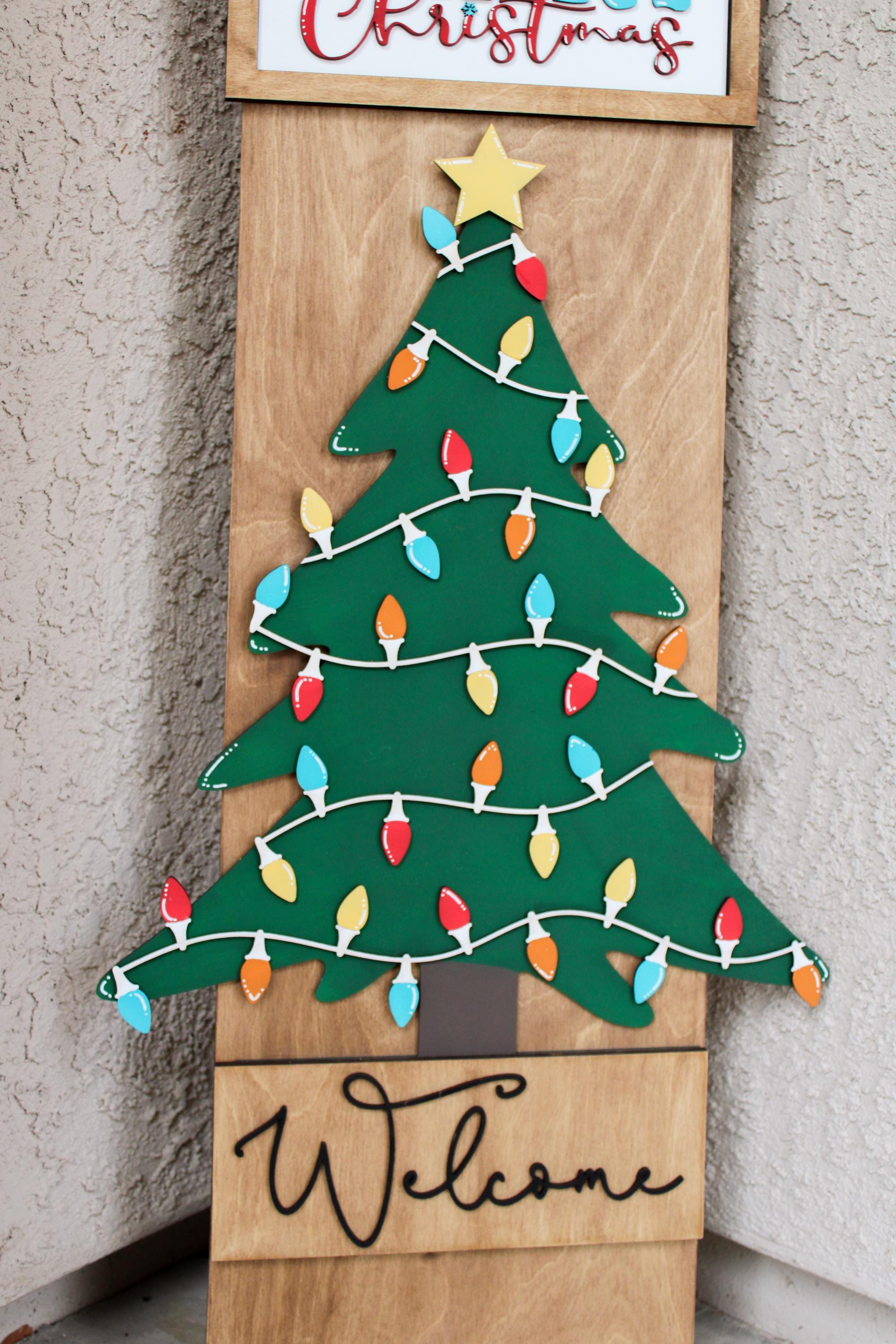 Christmas Porch Leaner Interchangeable Seasonal Inserts, Wood Front ...