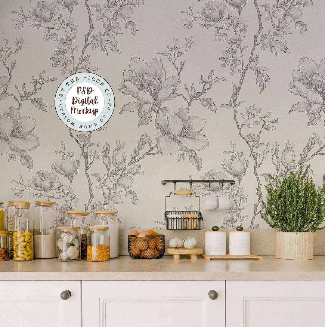 Kitchen Counter Wallpaper Mockup, PSD Wall Mockup, Modern Simple ...
