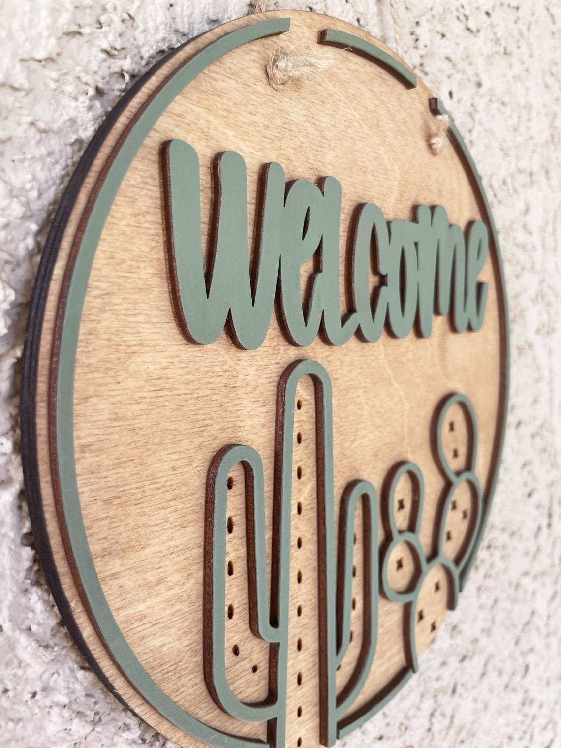 Cactus Welcome Sign: Engraved Wood Front Door Decor - Etsy