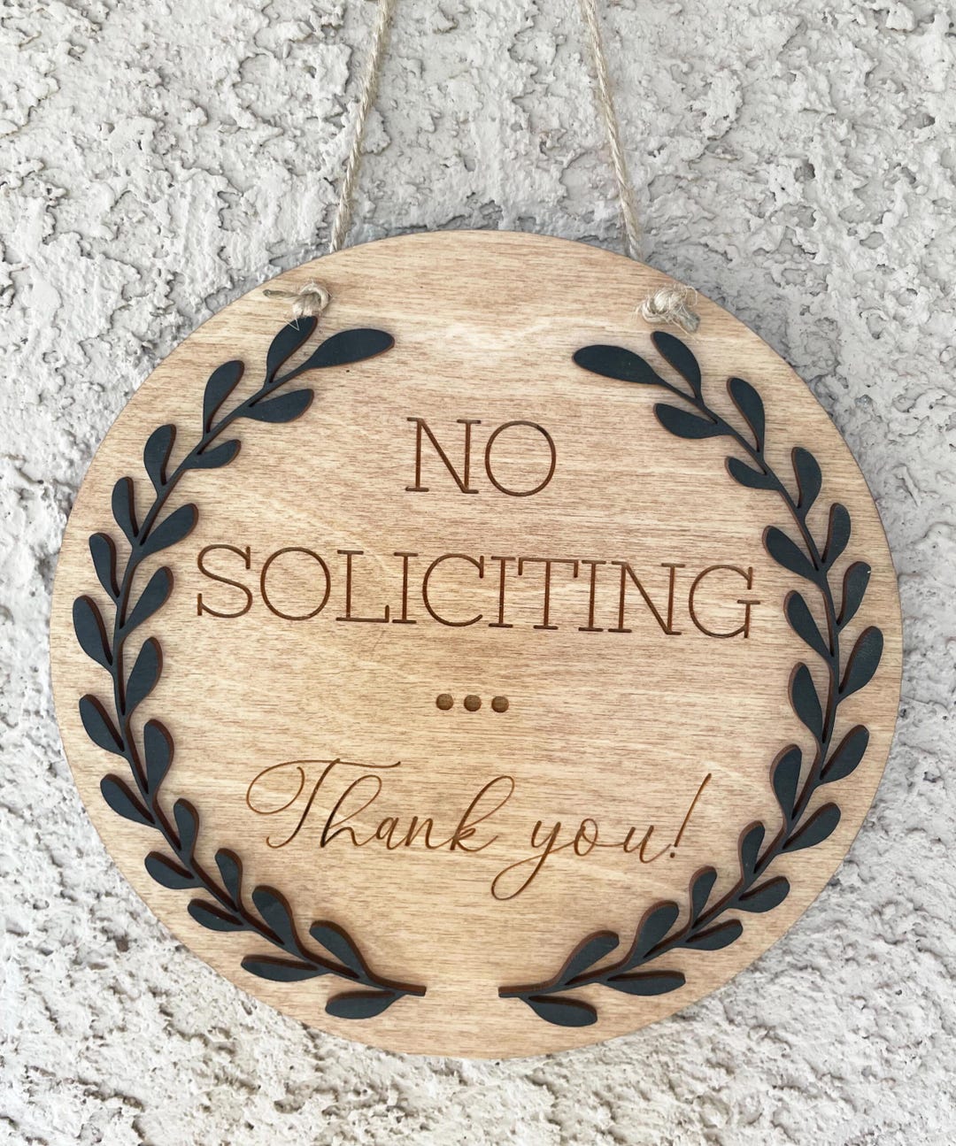Polite No Soliciting Sign, Pretty Engraved Wood Hanging Porch Front ...