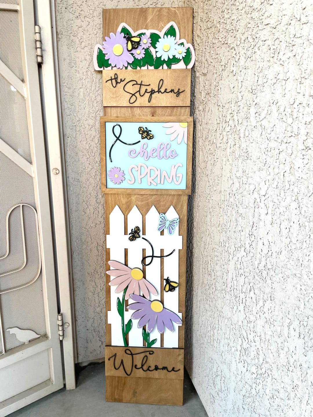 Spring Porch Leaner: Interchangeable Flower, Bee, Butterfly Inserts - Etsy
