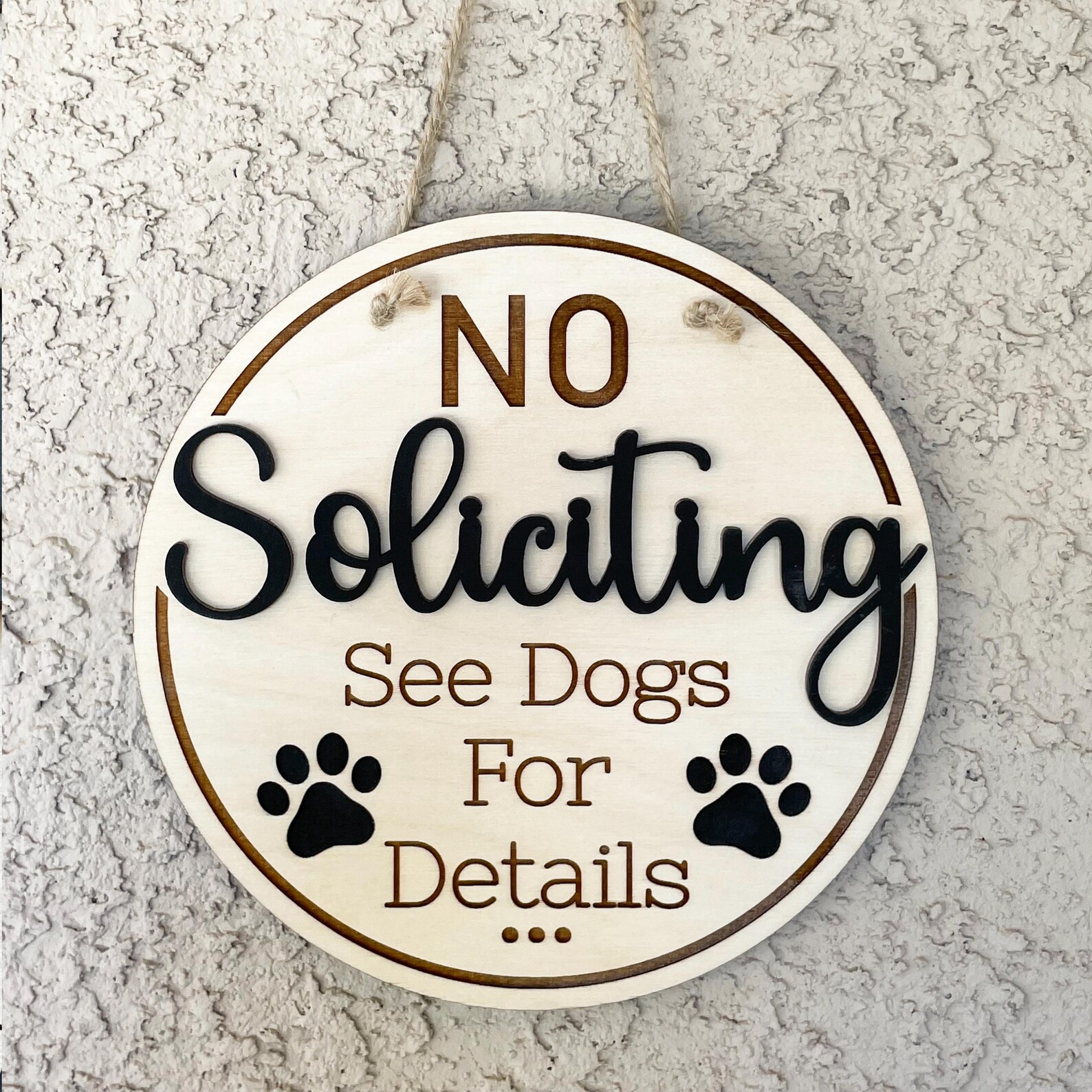 Funny No Soliciting Sign, See Dogs for Details, Paw Prints, 2 Layer ...