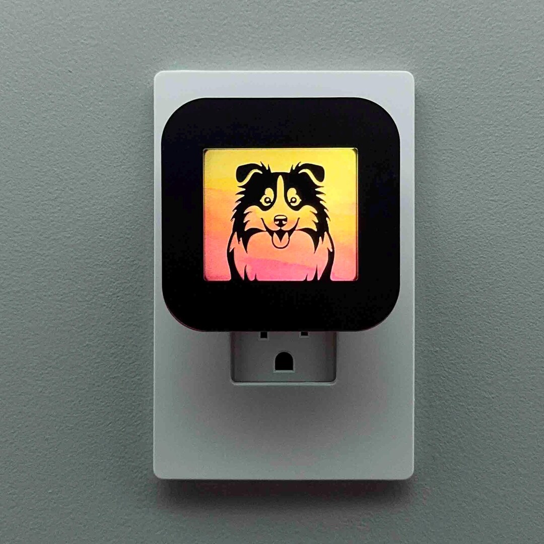Sheltie Night Light, Colorful Sunset Shetland Sheepdog Puppy Home Decor ...