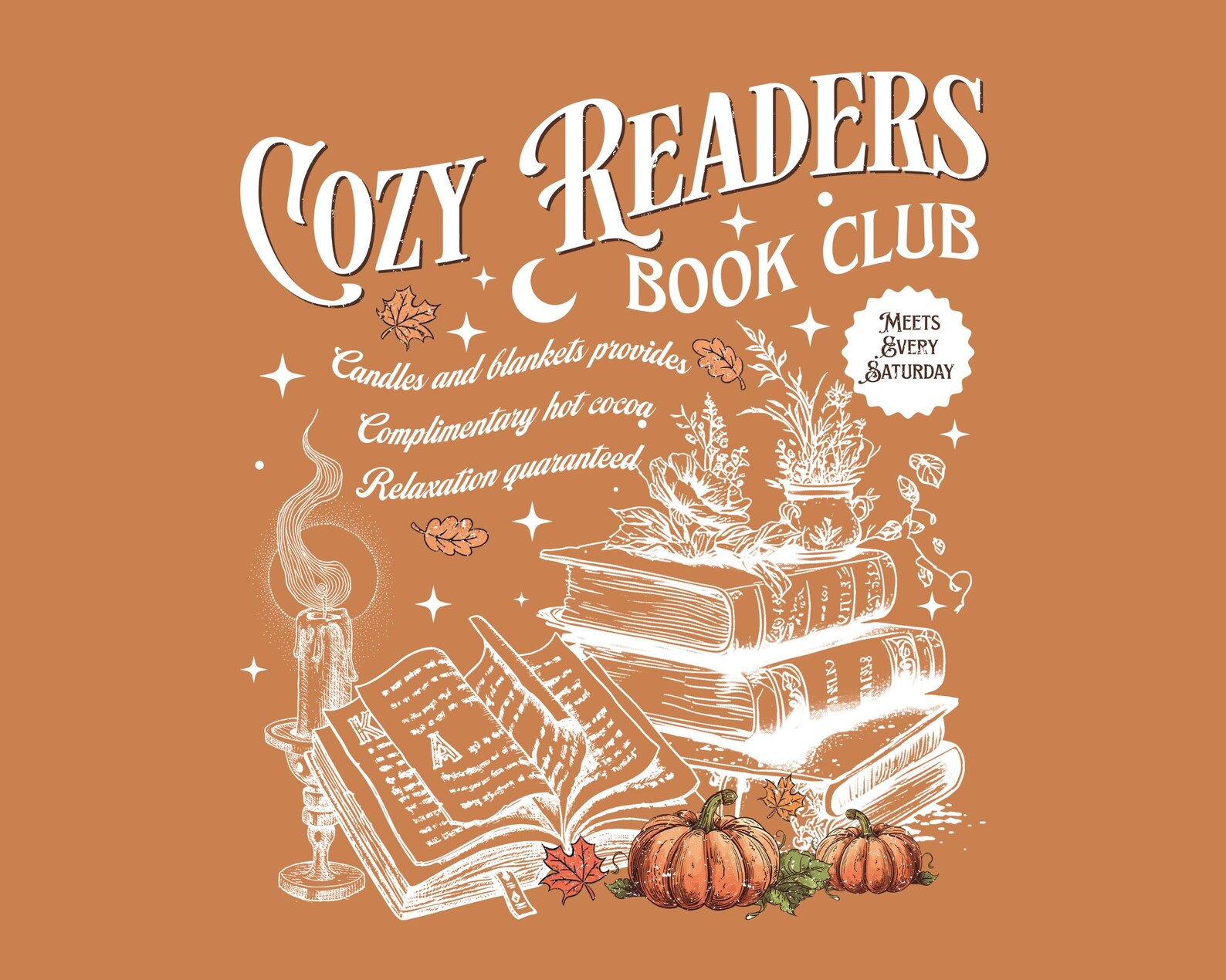 Cozy Readers Book Club PNG, Halloween Gift for Book Lover, Fall Library ...
