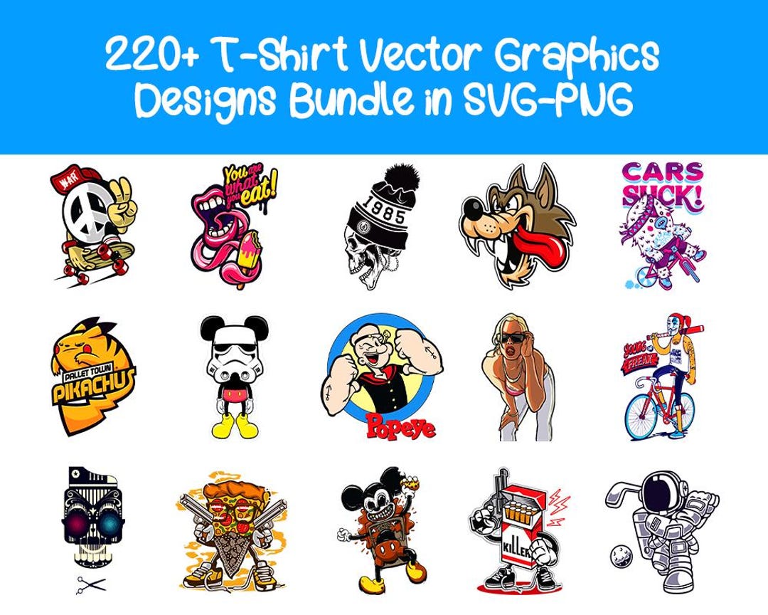 MEGA Street Style T-shirt Vector Bundle – 220 Designs | Urban Cartoon ...