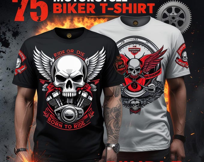 75 Motorcycle & Biker T-shirt Designs Bundle, Motorcycle T-shirt Design ...