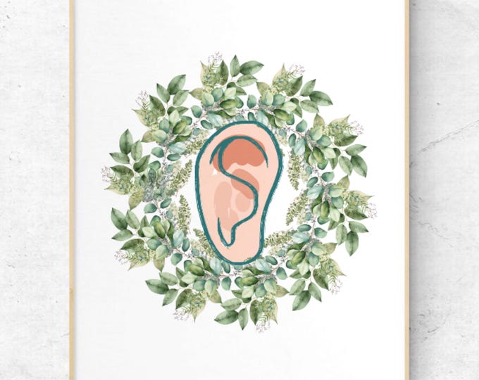 Human Ear Anatomical Gold Foil Art Print - Anatomy Wall Art - Medical ...