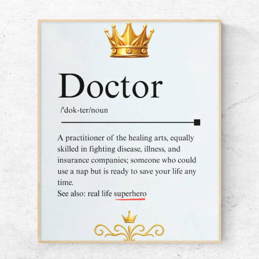 Doctor Definition Print, Medical Student Graduation Gift, New Doctor ...