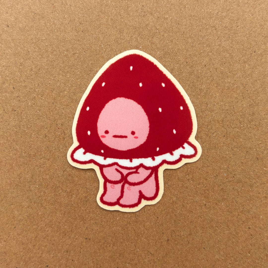 Strawberry Buddy Vinyl Sticker | Waterproof, Cute Stickers, Laptop ...