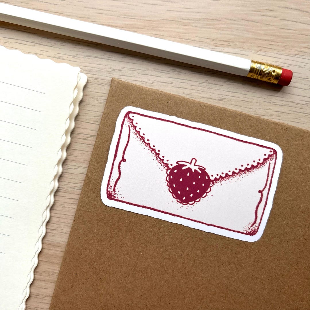 Strawberry Love Letter Vinyl Sticker | Cute Sticker, Stationery ...