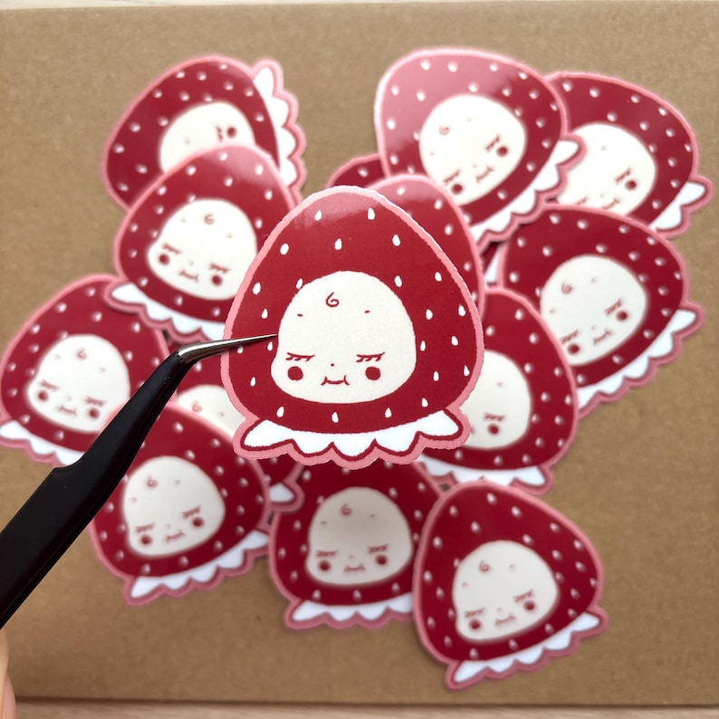 Strawberry Kewpie Vinyl Sticker | Waterproof, Cute Sticker, Laptop ...