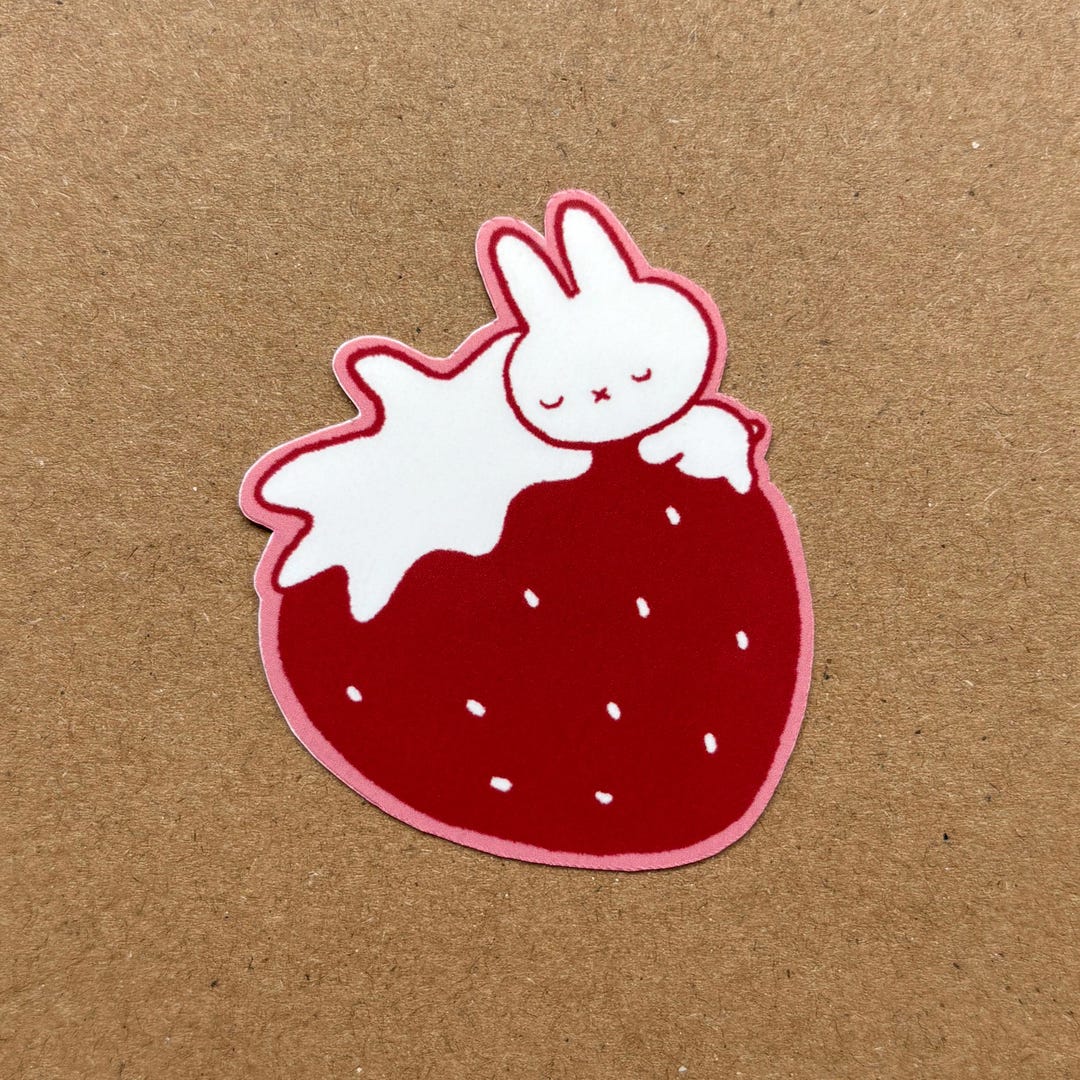 Strawberry Miffy Vinyl Sticker Waterproof, Cute Sticker, Laptop ...