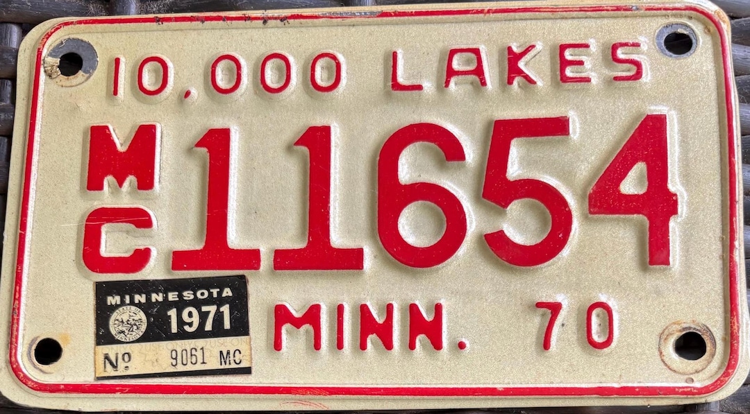 1970s Minnesota Motorcycle License Plate in Good Condition - Etsy